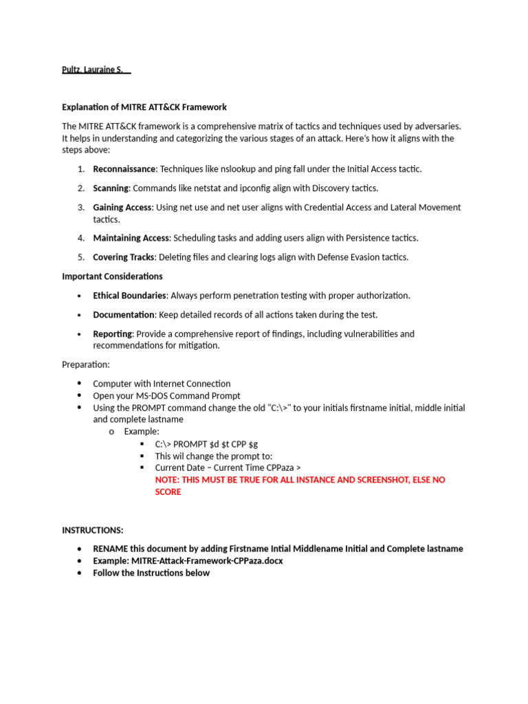 MITRE Attack Framework LSPultz | PDF | Computing | Computer Architecture