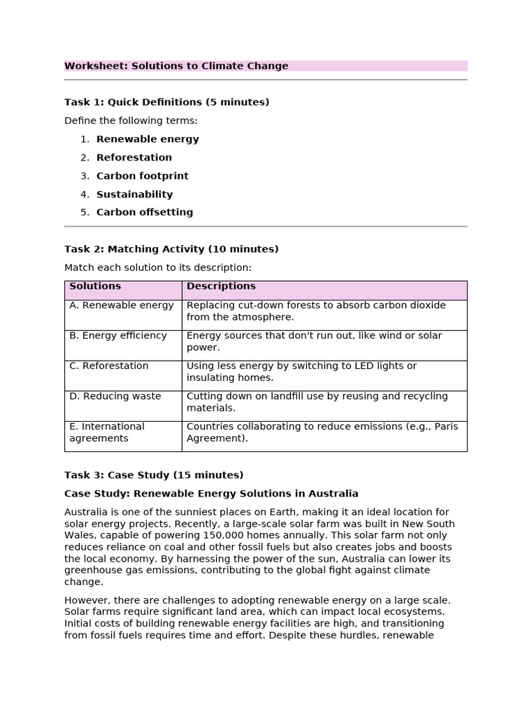 Solutions To Climate Change | PDF | Renewable Energy | Climate Change ...