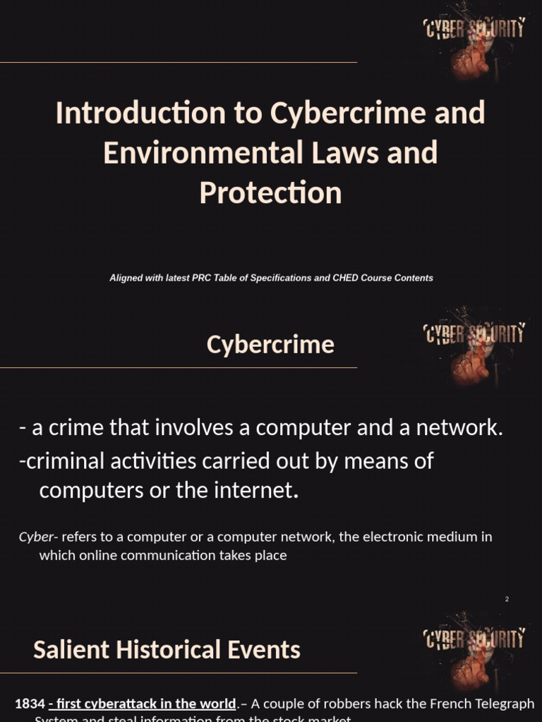 Cdi 9 Introduction To Cybercrime and Environmental Laws and Protection ...