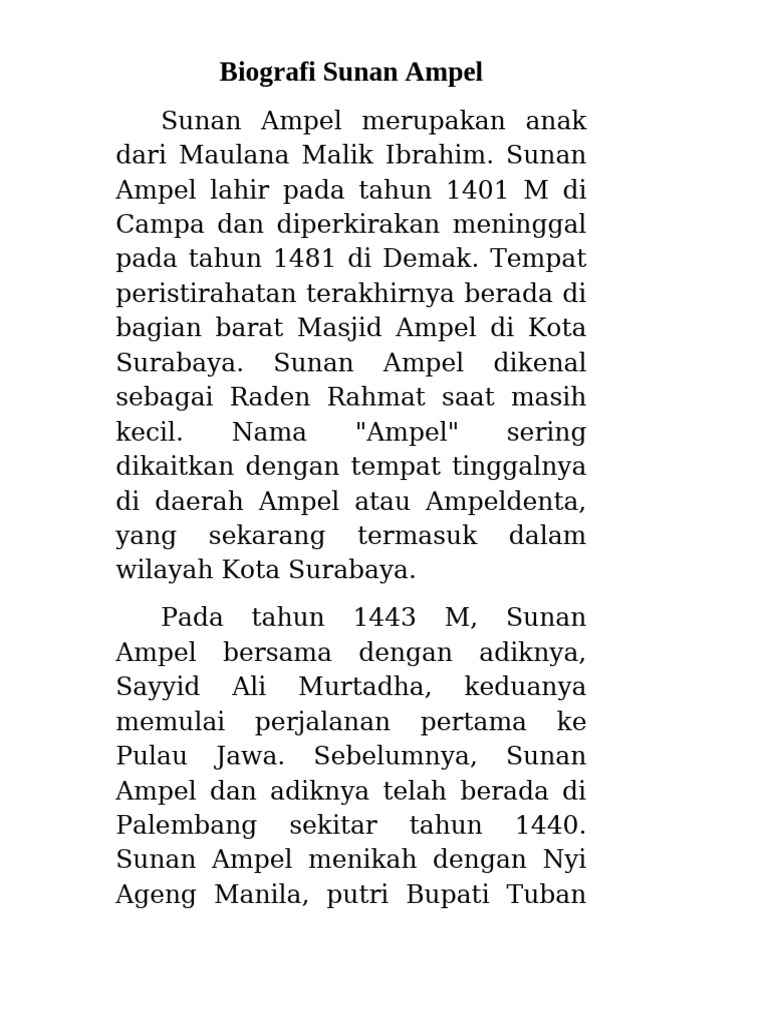 Biografi Sunan Ampel RIDHO | PDF