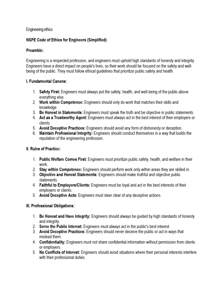 NSPE Engineering Ethics Overview | PDF | Deception | Conflict Of Interest