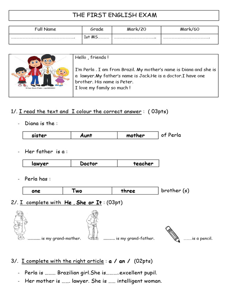 Dzexams 1am Anglais 270539 | PDF