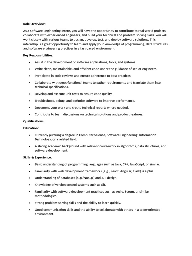 Software Engineer Intern | PDF