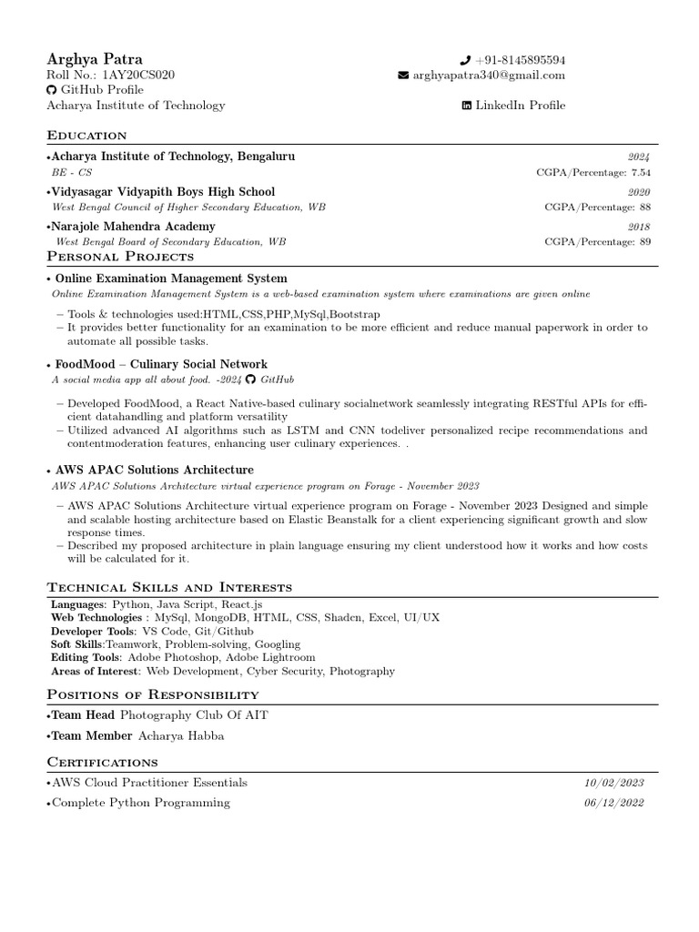 SUIIT Burla Resume 3 | PDF | Amazon Web Services | Web Development