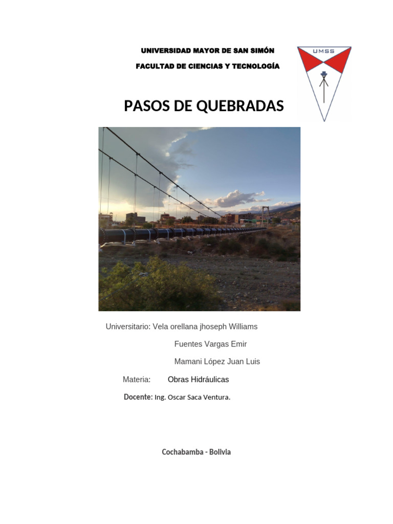 05 Informe Del Tema-Pasos de Quebrada. | PDF | Tubería (transporte de fluidos) | Puente
