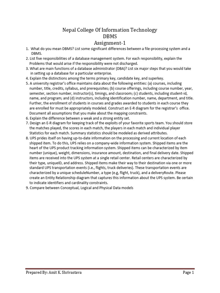 Assignment 1 Question | PDF | Databases | Data Model Assignment 1 Question | PDF | Databases | Data Model