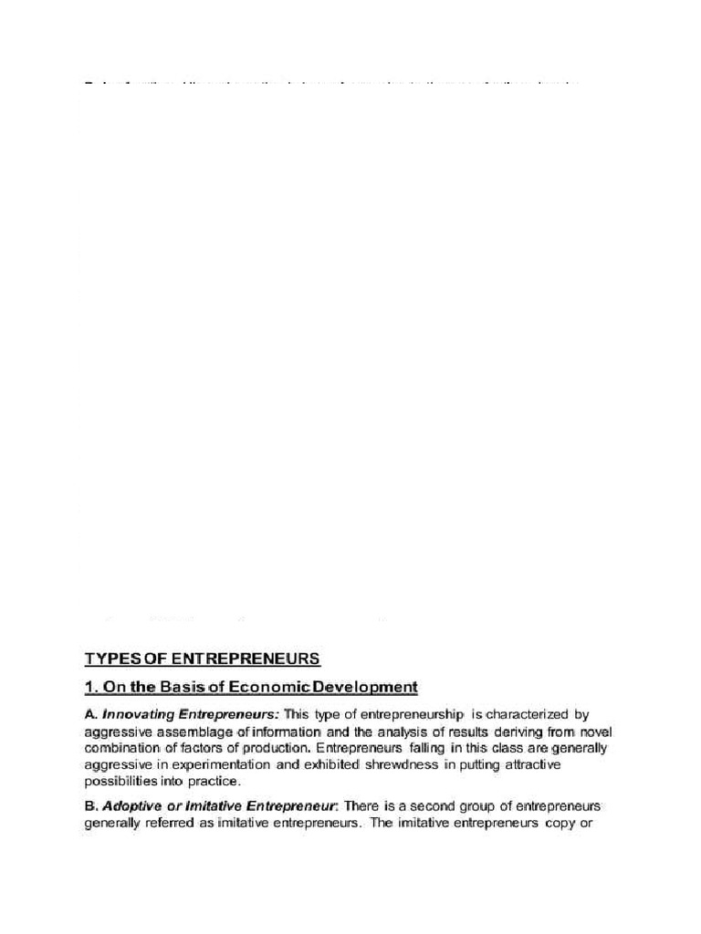 POE-Unit-I-Types of Entrepreneurs | PDF