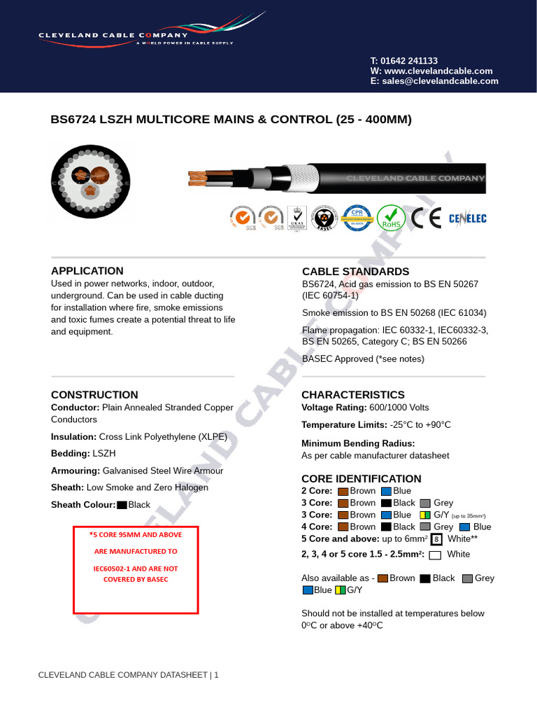 SWA XLPE 25mm - 400mm Spec | PDF | Electrical Engineering | Electricity