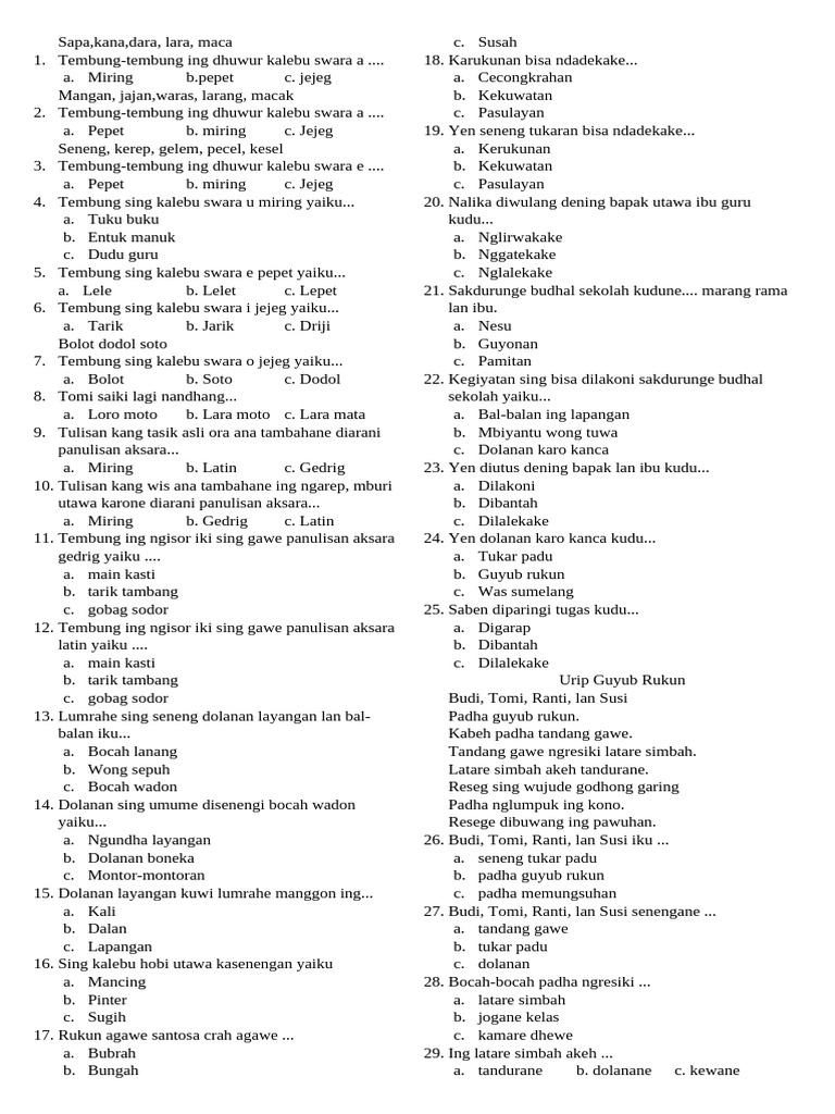 Soal Bahasa Jawa | PDF