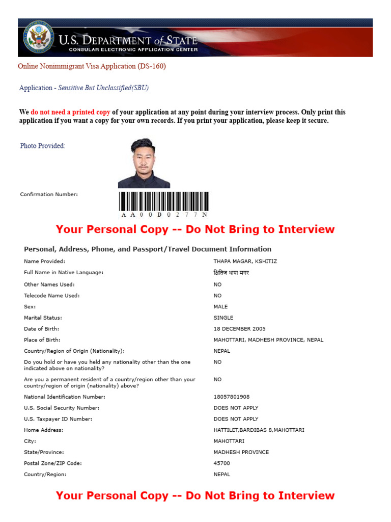 DS-160 Visa Application Overview | PDF | Travel Visa | Passport