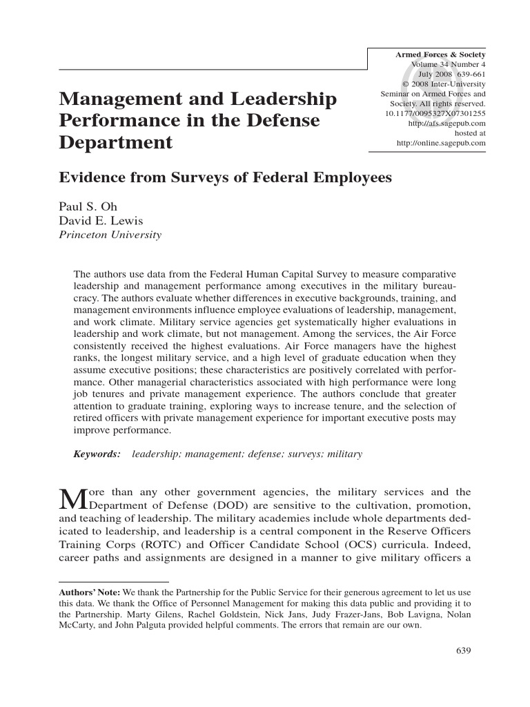 Leadership Performance in Defense Agencies | PDF | United States ...