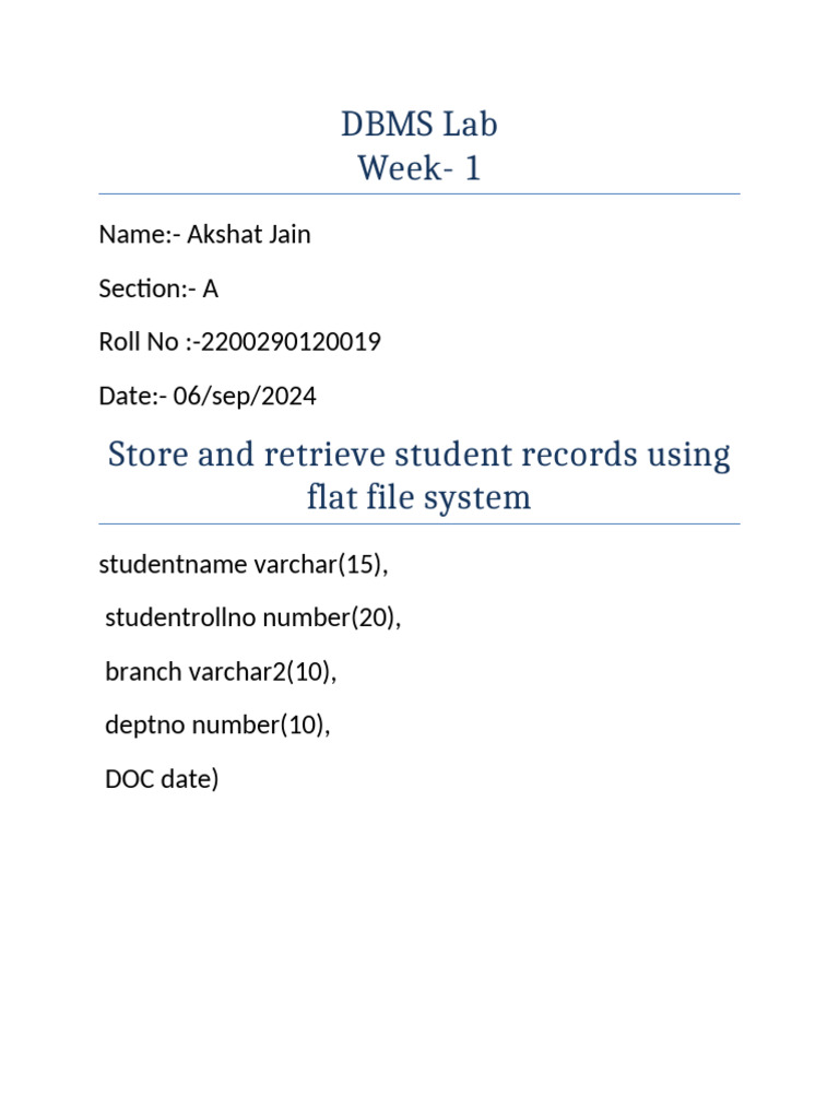 DBMS LAB 1 Akshat Jain | PDF