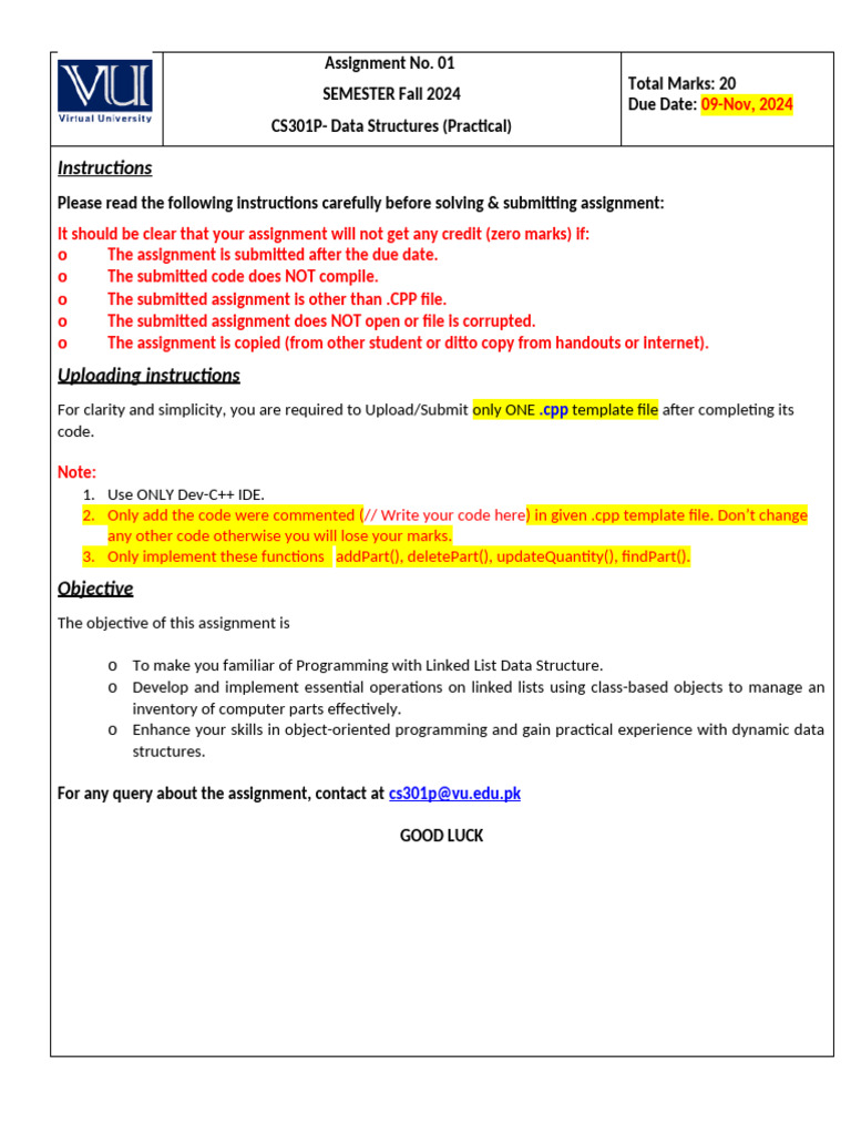 CS301P Assignment No. 1 | PDF | Computer Programming | Software