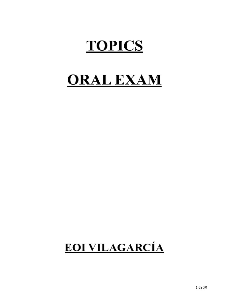 Topics Oral Exam Eoi | PDF | Feeling | Physical Fitness