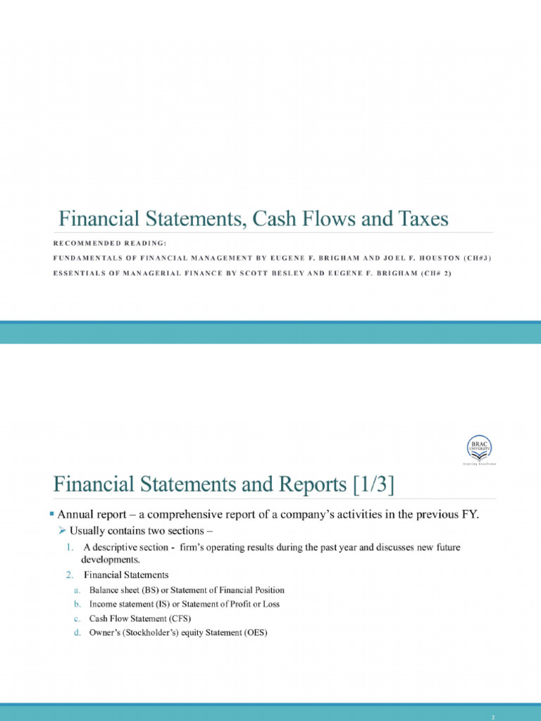Slide 2 Statement Cash Flows Taxes | PDF