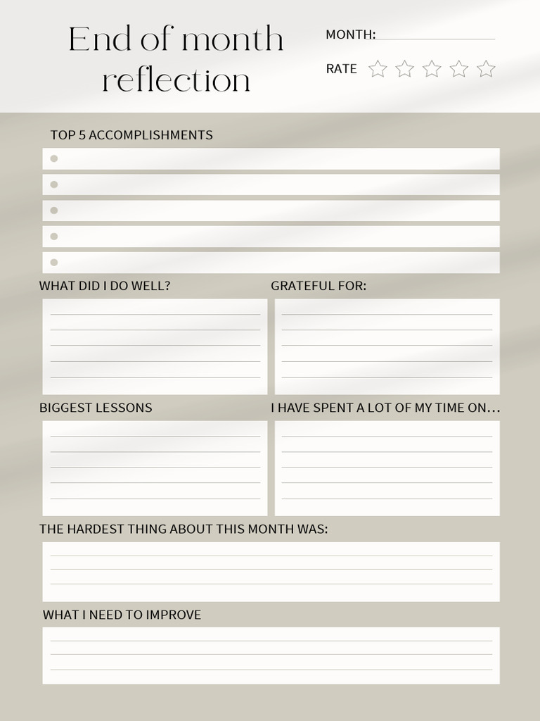 Monthly Reflection and Accomplishments | PDF