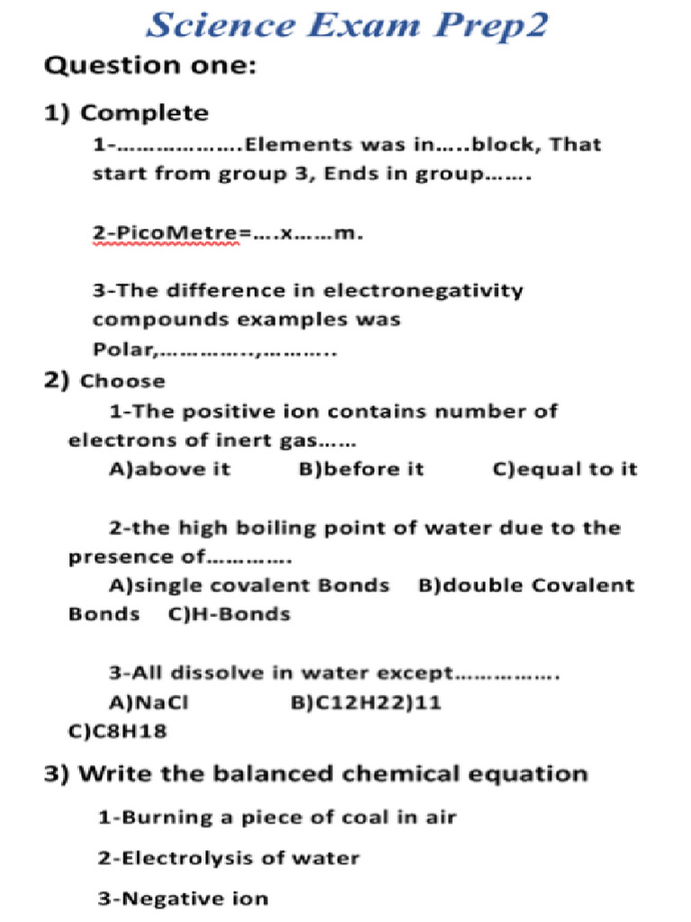 Sci Exam | PDF