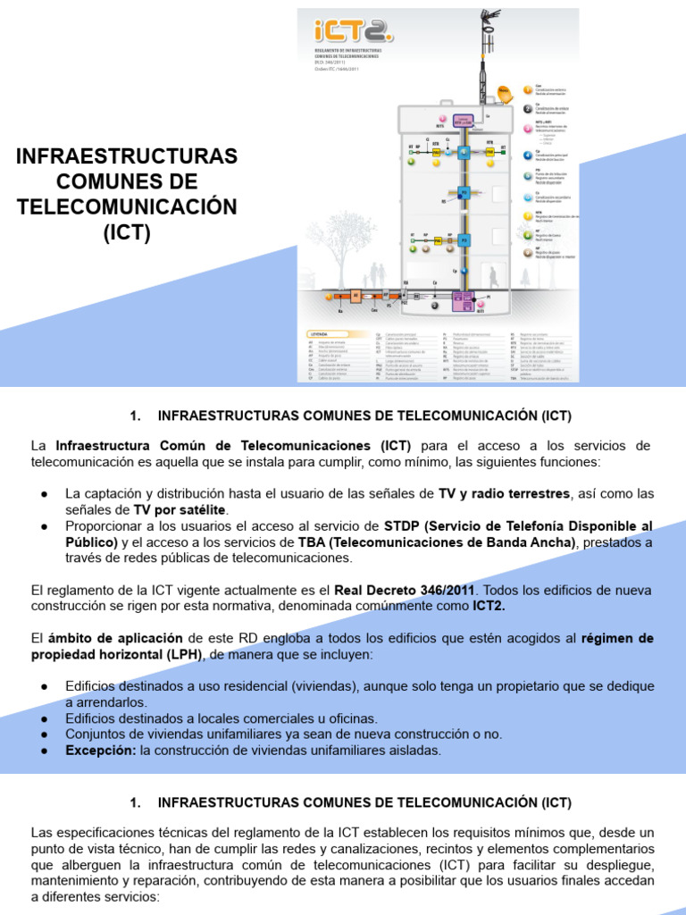 Infraestructuras Comunes de Telecomunicación (ICT) | PDF | Telecomunicaciones | Televisión via ...