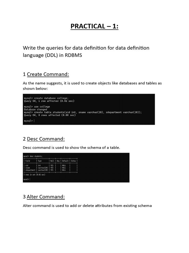 PRACTICAL 1.dbms_124259 | PDF PRACTICAL 1.dbms_124259 | PDF