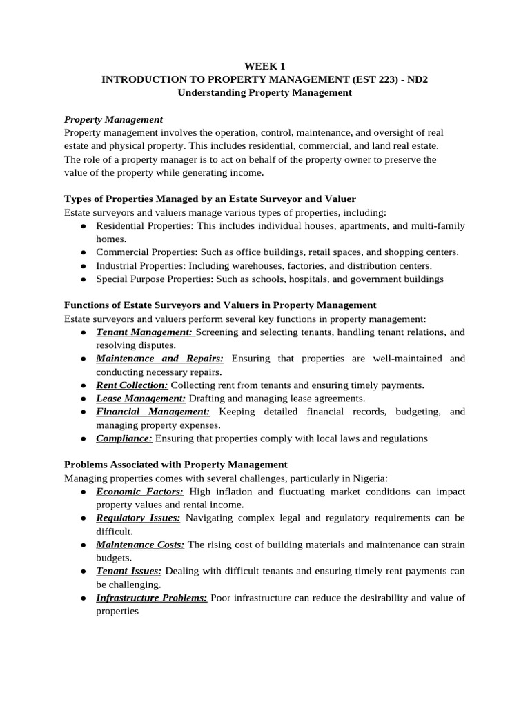 Property Management Report | PDF | Property Management | Leasehold Estate