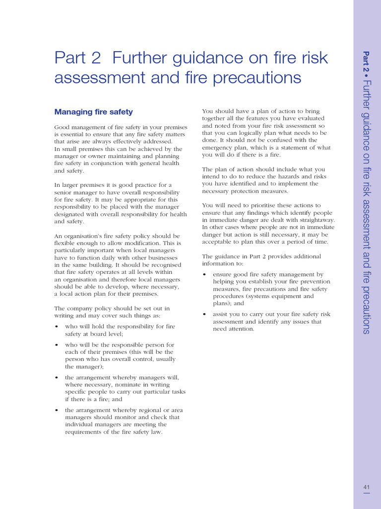 Part 2 Further Guidance On Fire Risk Assessment and Fire Precautions | PDF | Fire Safety ...
