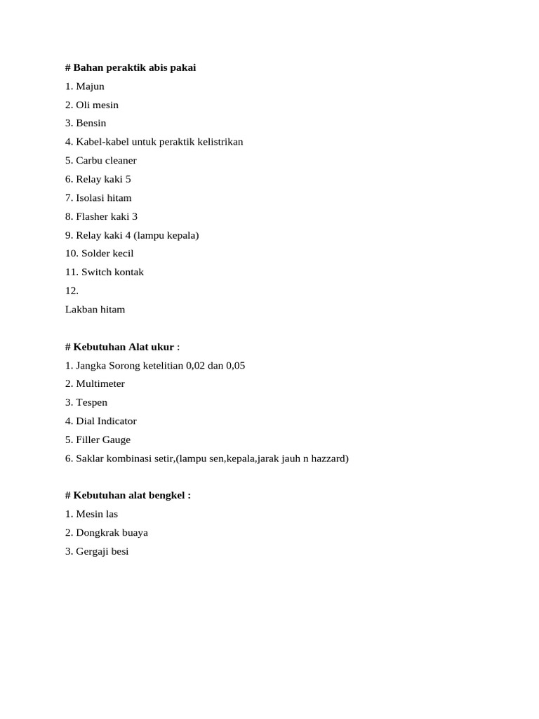 Bahan Peraktik Abis Pakai | PDF