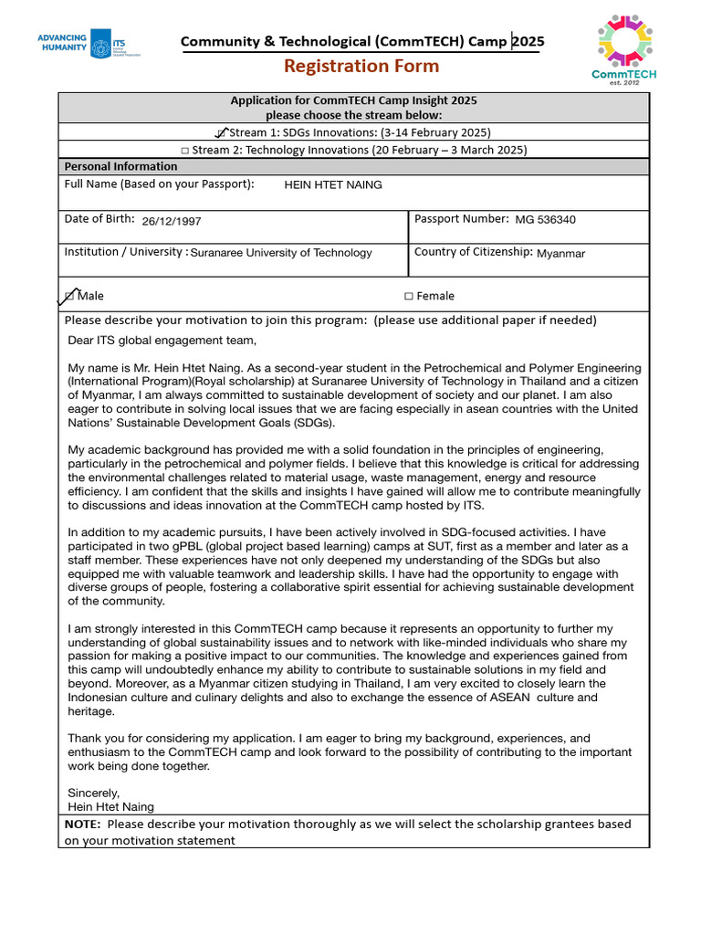CommTECH Camp 2025 Registration Form | PDF