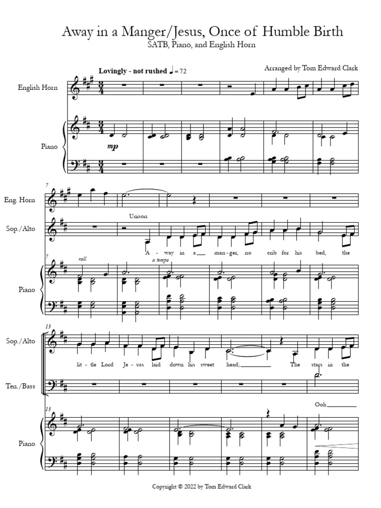 Away in A Manger - Jesus Once of Humble Birth (Tom Edward Clark 2022) 6 ...