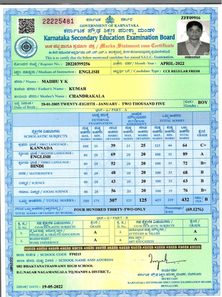 Madhu SSLC - 0001 | PDF