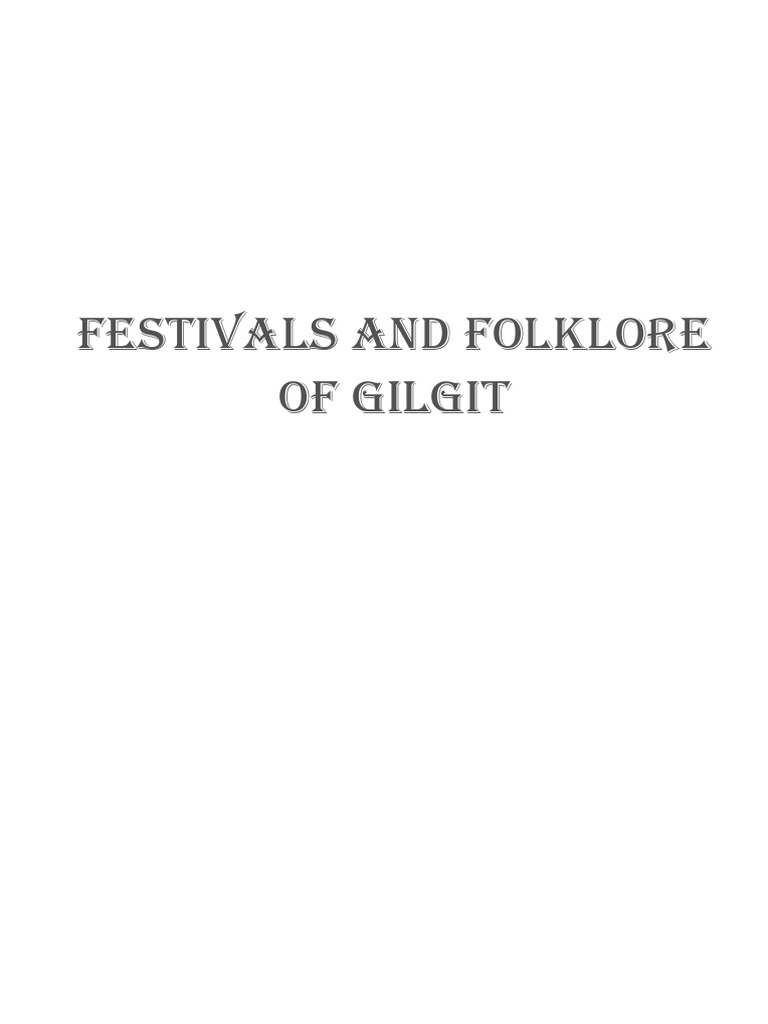 Festivals and Folklore of Gilgit by Ghulam Muhammad 1905 | PDF