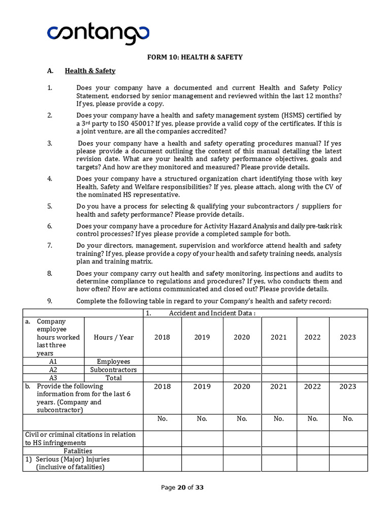 FORM 10 | PDF | Occupational Safety And Health | Safety
