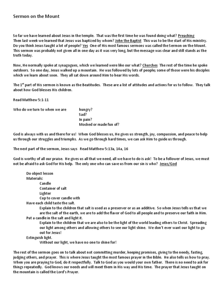 Sermon On The Mount | PDF | Lord's Prayer | Sermon On The Mount