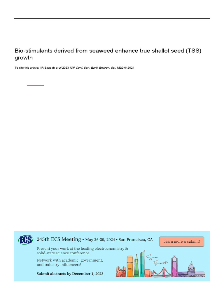 Bio-stimulants derived from seaweed enhance true shallot seed (TSS ...