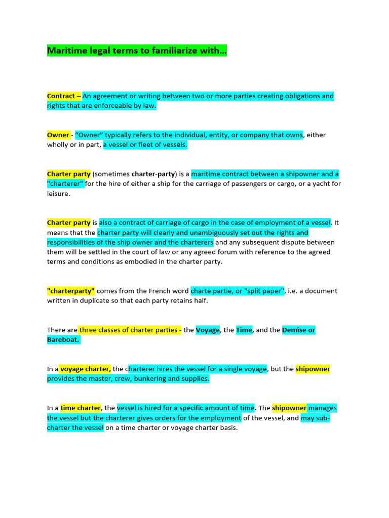 Essential Maritime Legal Terms Explained | PDF | Shipping | Water Transport