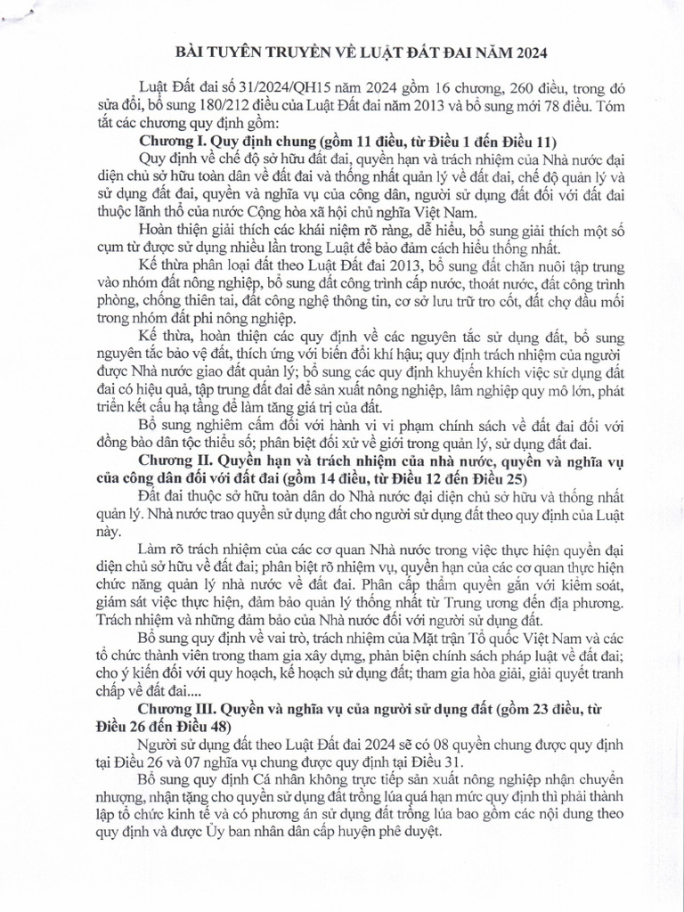 Bai Tuyen Truyen Ve Luat Dat Dai Nam 2024 | PDF