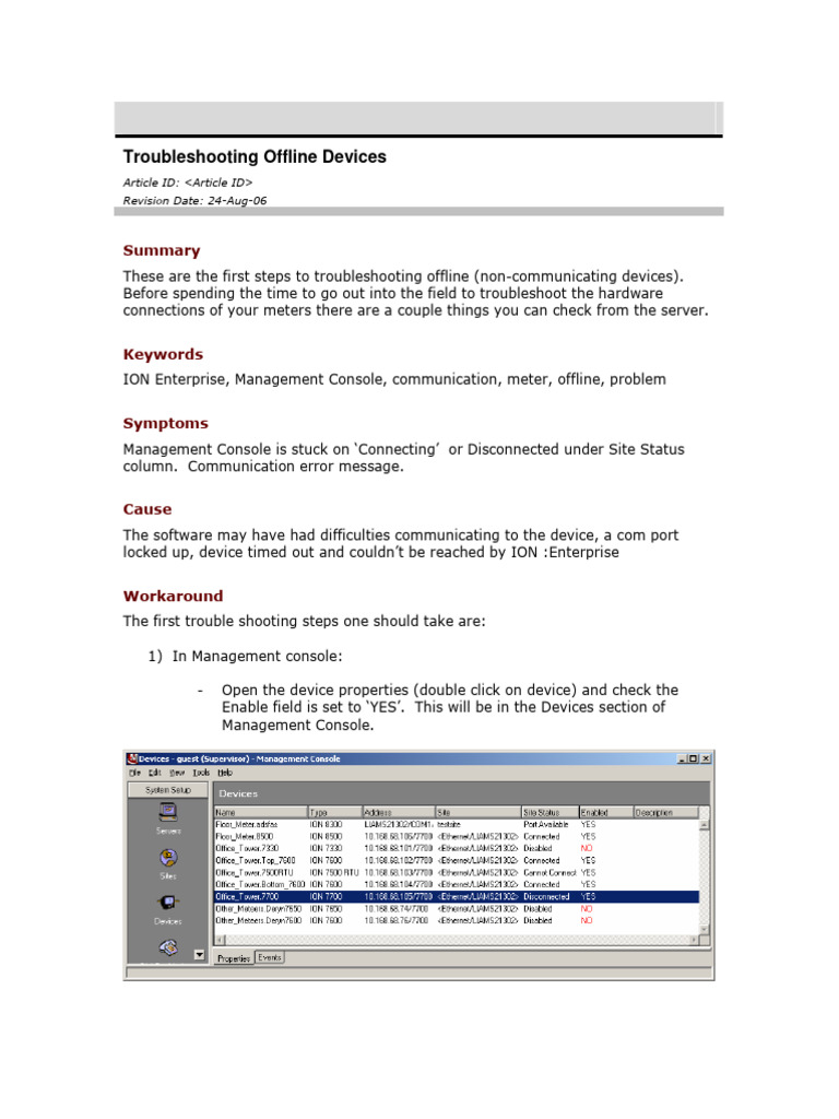 Troubleshooting Offline Devices | PDF