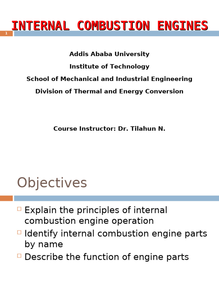 PART I - Introduction to IC Engines | PDF | Internal Combustion Engine ...