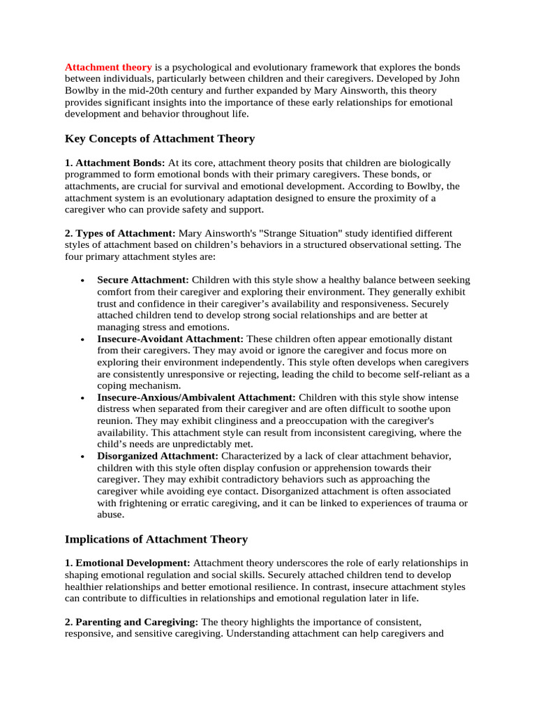 Attachment , developmental, system theory | PDF | Attachment Theory | System