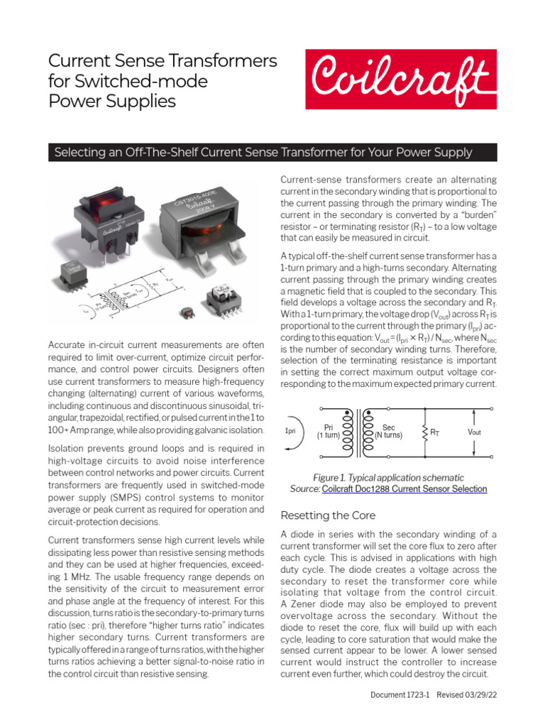 Doc1723 Current Sense Transformer Sms | PDF | Transformer | Inductance