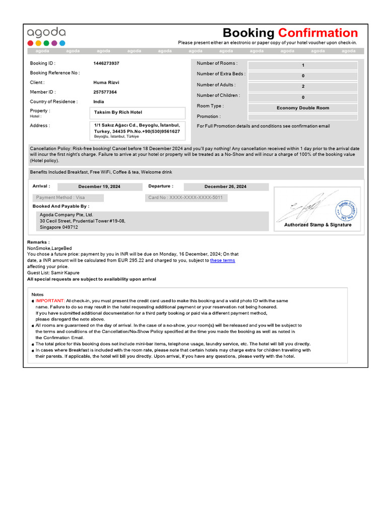 hotel Booking | PDF | Payments