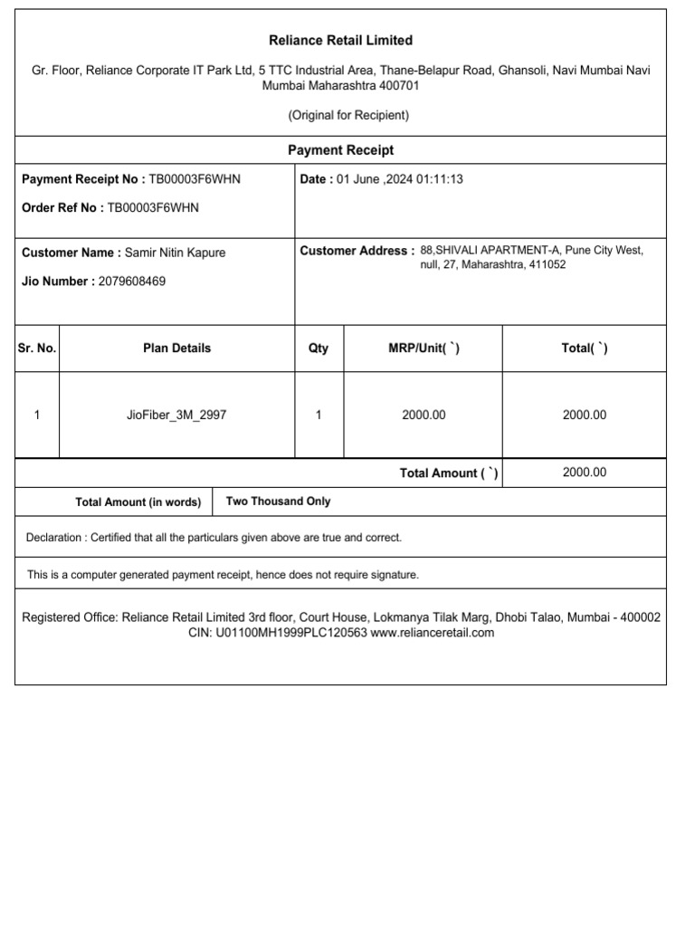 Internet Bill June | PDF