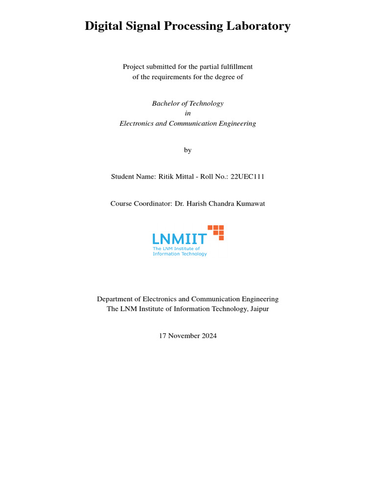 22uec111 Dsp Exp8 | PDF | Fast Fourier Transform | Computer Science