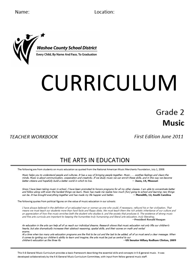 2nd Grade Curriculum | PDF | Rhythm | Tempo