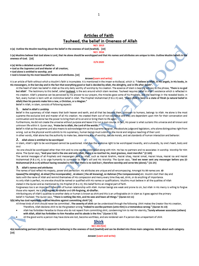 DOC-20231222-WA0000. | PDF | Prophets And Messengers In Islam | Tawhid