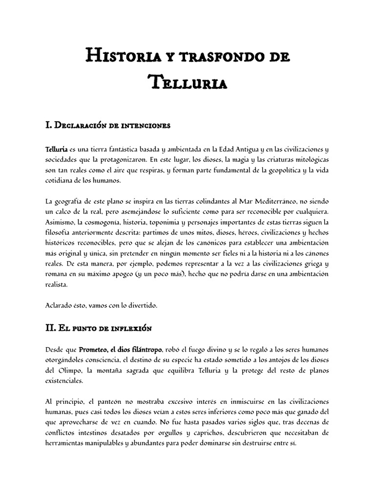Historia y Trasfondo de Telluria | PDF | Atenea | Hera