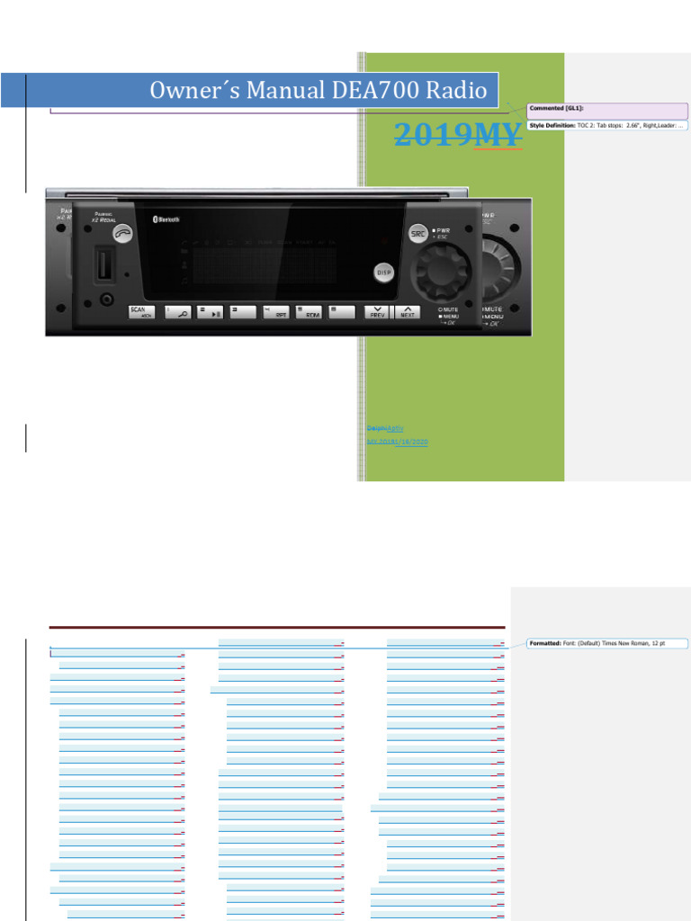 MY 2019MY 20192020: Owner S Manual DEA700 Radio | PDF | Bluetooth | I Pod