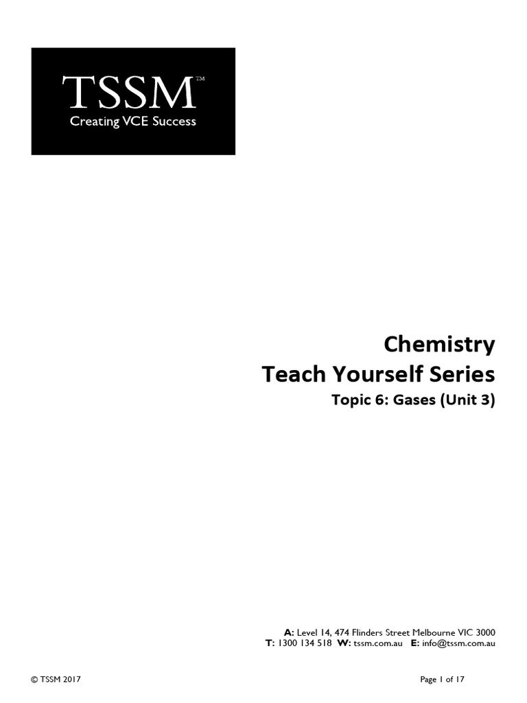 Topic 6 Gases Unit 3 Pdf Gases Oxygen