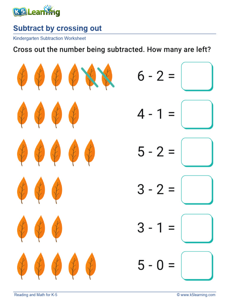 Kindergarten Subtraction by Crossing Out | PDF
