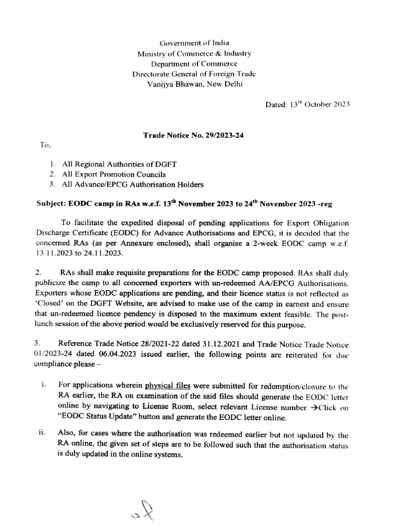 EODC Camp for Exporters: Nov 2023 | PDF