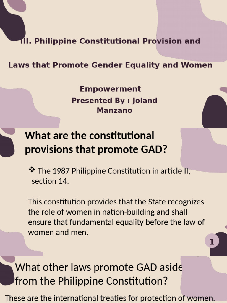GAD laws that promote GAD | PDF | Human Rights | Gender Equality